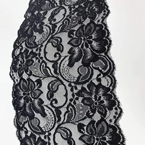 6" Black Lace Tulle Fabric Ribbon | Stretchy Material | Perfect for DIY Decoration and Craft