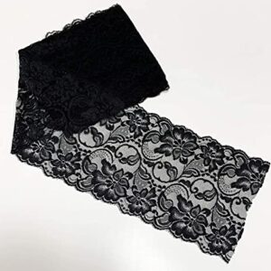 6" Black Lace Tulle Fabric Ribbon | Stretchy Material | Perfect for DIY Decoration and Craft