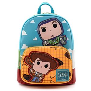 loungefly disney pop toy story buzz and woody womens double strap shoulder bag purse