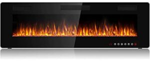 bossin 60 inch ultra-thin silence linear electric fireplace, recessed wall mounted fireplace, fit for 2 x 4 and 2 x 6 stud, 12 adjustable flame color & speed,touch screen remote control with 8h timer