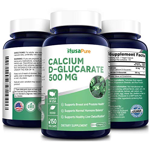 Calcium D-Glucarate 500 mg 150 Veggie Caps, Vegan, Non-GMO & Gluten-Free