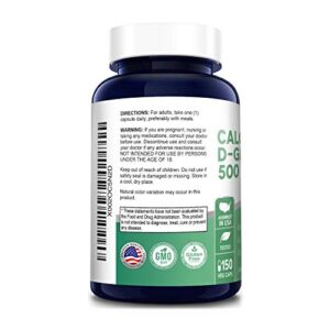 Calcium D-Glucarate 500 mg 150 Veggie Caps, Vegan, Non-GMO & Gluten-Free