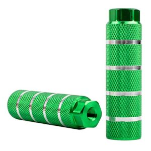 KINSPORY 4PCS Bike Pegs for 3/8 inch Axles, Aluminum Alloy Anti-Skid BMX Bicycle Pegs for Mountain Bike Backseats Stands Cycling Rear Stunt Pegs (Green, Stripe)