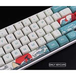 Keycaps 108 PBT Heat Sublimation XDA Profile Japanese Ukiyo-e Coral Sea Keycap for Cherry Mx Gateron Kailh Switch Mechanical Keyboard