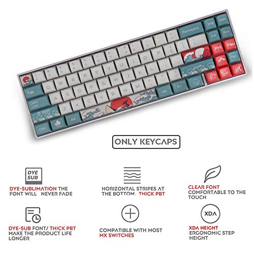 Keycaps 108 PBT Heat Sublimation XDA Profile Japanese Ukiyo-e Coral Sea Keycap for Cherry Mx Gateron Kailh Switch Mechanical Keyboard