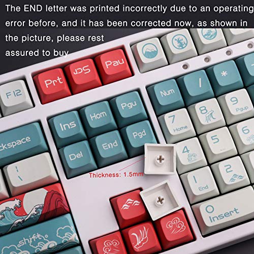 Keycaps 108 PBT Heat Sublimation XDA Profile Japanese Ukiyo-e Coral Sea Keycap for Cherry Mx Gateron Kailh Switch Mechanical Keyboard