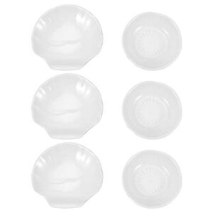 hemoton serving tray round 6pcs melamine seasoning dish mini shell shape sushi soy dipping bowl appetizer plates serving saucers small tea bag holder for kitchen home accessory tray