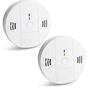 Combination Smoke and Carbon Monoxide Detector Alarm, Beeps Warning Smoke Co Alarm Clock for Travel Home Bedroom Living Room Car Basement Attics, Battery Operated, Comply with UL 217/2034, 2-Pack