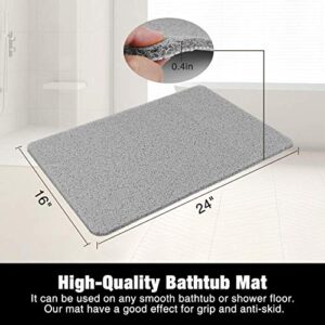 MAPLEZ Non-Slip Bath Mat for Tub Shower Mat Bathtub Mat for Wet Areas Quick Drying 24"x16", Grey