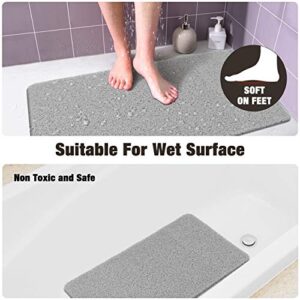 MAPLEZ Non-Slip Bath Mat for Tub Shower Mat Bathtub Mat for Wet Areas Quick Drying 24"x16", Grey