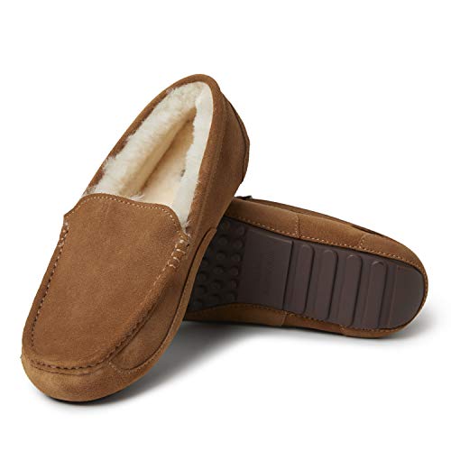 EZ Feet Men's Indoor Outdoor Shearling Breathable Slip-On Moccasins Slippers Size 11 Chestnut