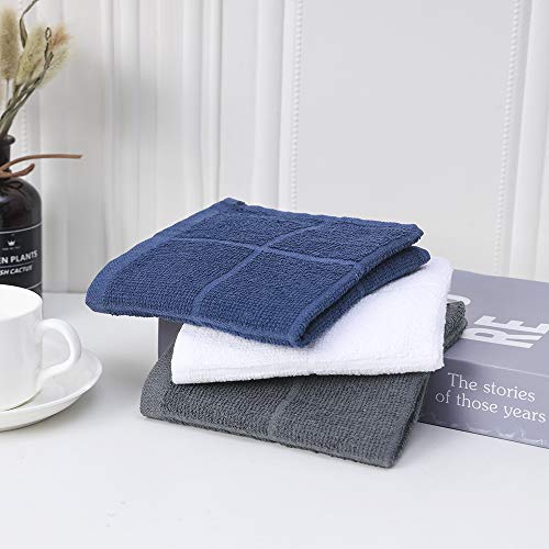 Glynniss Dishcloths Kitchen Highly Absorbent Dish Rags 100% Cotton Dish Cloths for Washing Dishes, Cleaning (12pcs Gray)