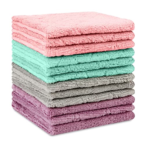 Microfiber Cleaning Cloth - 12 Pack Kitchen Towels - Double-Sided Microfiber Towel Lint Free Highly Absorbent Multi-Purpose Dust and Dirty Cleaning Supplies for Kitchen Car Cleaning 12