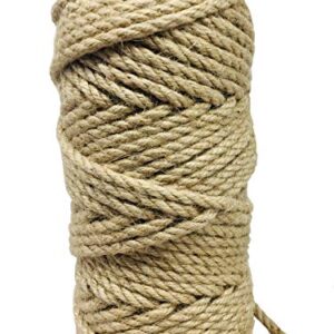 100 Feet 5mm Jute Twine, Heavy Duty Jute Rope, Natural Hemp Rope for DIY Arts Crafts, Gardening, Bundling，Home Decorating, Cat Scratching Post