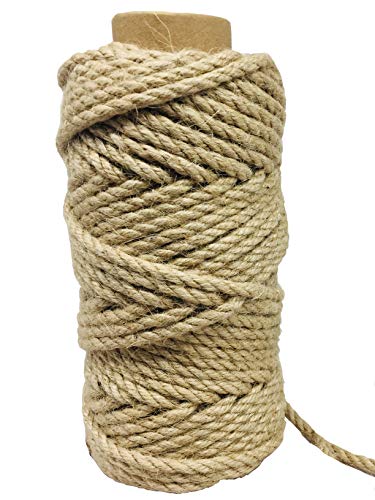 100 Feet 5mm Jute Twine, Heavy Duty Jute Rope, Natural Hemp Rope for DIY Arts Crafts, Gardening, Bundling，Home Decorating, Cat Scratching Post