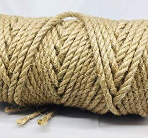 100 Feet 5mm Jute Twine, Heavy Duty Jute Rope, Natural Hemp Rope for DIY Arts Crafts, Gardening, Bundling，Home Decorating, Cat Scratching Post