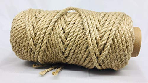 100 Feet 5mm Jute Twine, Heavy Duty Jute Rope, Natural Hemp Rope for DIY Arts Crafts, Gardening, Bundling，Home Decorating, Cat Scratching Post