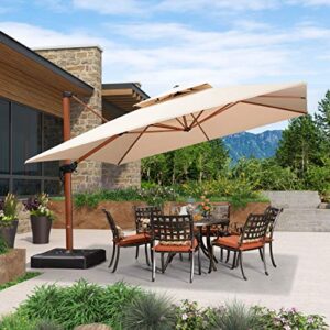 purple leaf 12 feet x 12 feet patio umbrella outdoor square umbrella large cantilever umbrella windproof offset umbrella heavy duty sun umbrella for garden deck pool patio, beige