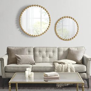 MADISON PARK SIGNATURE Wall Décor Marlowe Metal Spherical Frame Round Mirror for Living Room - Home Accent, Ready to Hang Bedroom Decoration, 27" Diameter, Gold