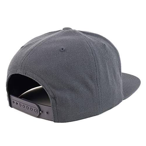 Trendy Apparel Shop Old English Gold F Embroidered Snapback Flatbill Baseball Cap - Charcoal