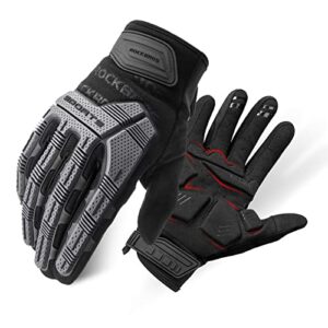 rockbros mountain bike gloves dirt bike gloves motorcycle cycling gloves with 6mm gel pad touch screen knuckle protection gloves for bmx mx atv mtb racing black-l