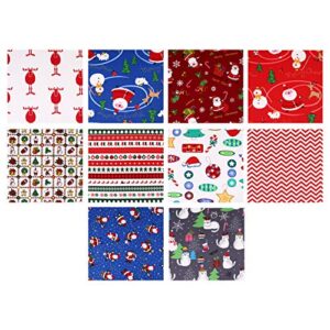 quilting fabric 10pcs christmas cotton fabric bundles multi-color fabric patchwork christmas tree fat quarters precut santa claus fabric scraps for christmas diy quilting quilted fabric