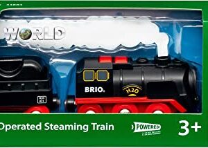 Brio World 33884 Battery-Operated Steaming Train | Toy Train with Light and Steam Effects for Kids Age 3 and Up, Black