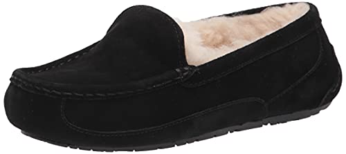 UGG Unisex-Child's Ascot Slipper, Black Suede, 1 M US