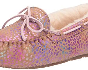 UGG Girls K Dakota Spots Slipper, Chestnut Sparkle Suede, 5 Big Kid