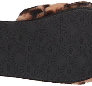 UGG Girls T Fluff Yeah Slide Panther Print Slipper, Butterscotch, 11 Little Kid