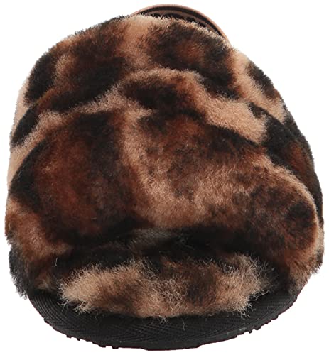 UGG Girls T Fluff Yeah Slide Panther Print Slipper, Butterscotch, 11 Little Kid