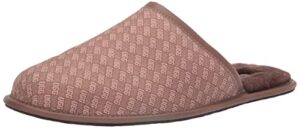 ugg men's scuff logo jacquard slipper, chestnut, 10