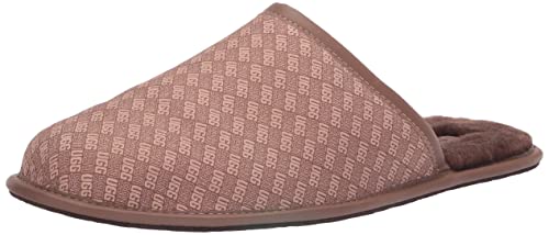 UGG Men's Scuff Logo Jacquard Slipper, Chestnut, 10