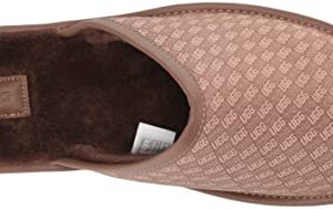 UGG Men's Scuff Logo Jacquard Slipper, Chestnut, 10