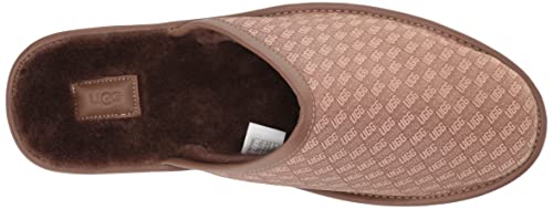 UGG Men's Scuff Logo Jacquard Slipper, Chestnut, 10