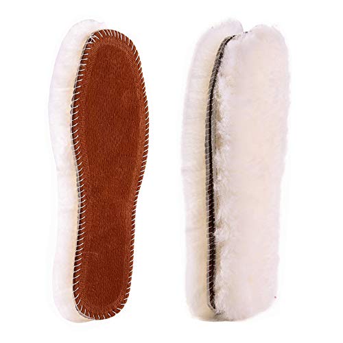 Bacophy 2 Pairs Sheepskin Fleece Inserts Genuine Thick Insoles for Women, Premium Warm Fluffy Wool Replacement Cozy Breathable Inner Soles for Shoes Boots Slippers