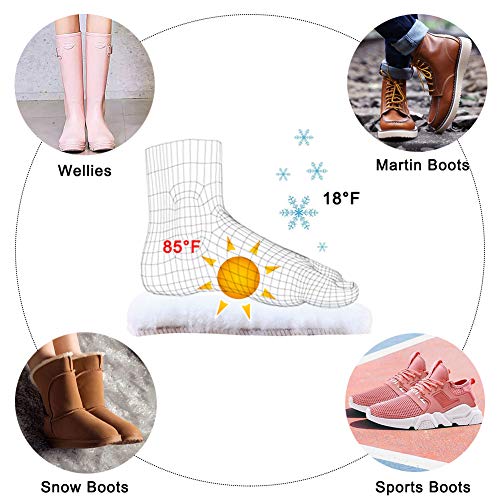 Bacophy 2 Pairs Sheepskin Fleece Inserts Genuine Thick Insoles for Women, Premium Warm Fluffy Wool Replacement Cozy Breathable Inner Soles for Shoes Boots Slippers