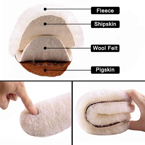 Bacophy 2 Pairs Sheepskin Fleece Inserts Genuine Thick Insoles for Women, Premium Warm Fluffy Wool Replacement Cozy Breathable Inner Soles for Shoes Boots Slippers