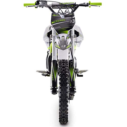 MotoTec X3 125cc 4-Stroke Gas Dirt Bike , 17 Inches, Green, 66x29x40