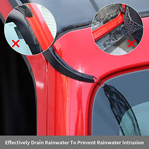 RT-TCZ Hard-Top Roof Rainwater Guard Diverters Channel Slot Gutter Extension Accessories for 2007-2017 Jeep Wrangler JK JKU 2 Door 4 Door, 2PCS