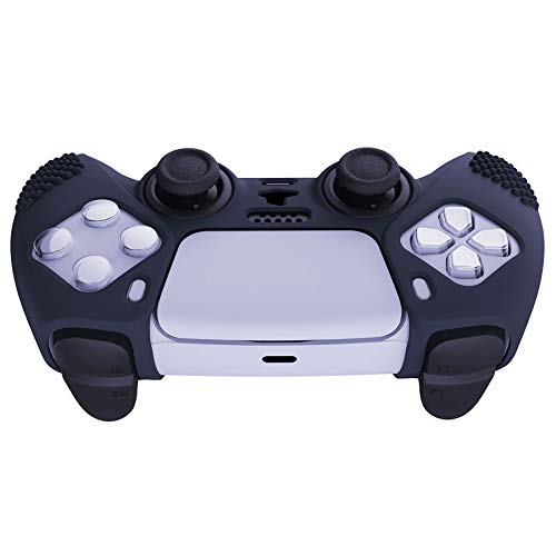 eXtremeRate PlayVital Midnight Blue 3D Studded Edition Anti-Slip Silicone Cover Skin for ps5 Controller, Soft Rubber Case Protector for ps5 Controller with 6 Black Thumb Grip Caps