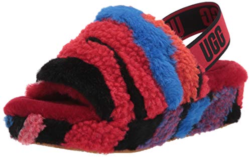 UGG Women's Fluff Yeah Slipper, Red Cali Collage, 6