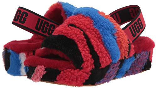 UGG Women's Fluff Yeah Slipper, Red Cali Collage, 6