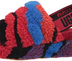 UGG Women's Fluff Yeah Slipper, Red Cali Collage, 6