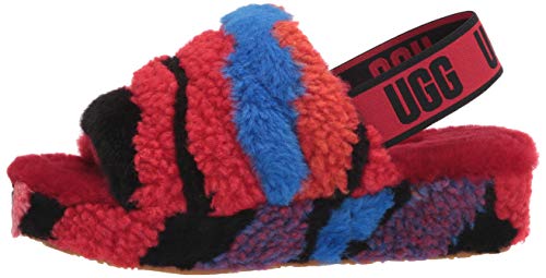 UGG Women's Fluff Yeah Slipper, Red Cali Collage, 6