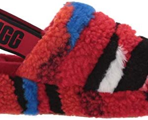 UGG Women's Fluff Yeah Slipper, Red Cali Collage, 6