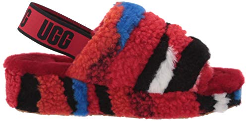 UGG Women's Fluff Yeah Slipper, Red Cali Collage, 6