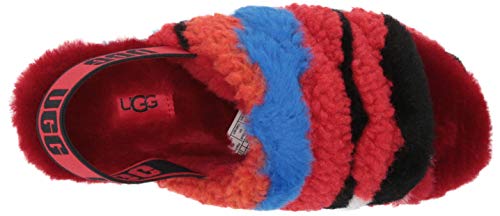 UGG Women's Fluff Yeah Slipper, Red Cali Collage, 6