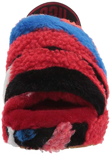 UGG Women's Fluff Yeah Slipper, Red Cali Collage, 6