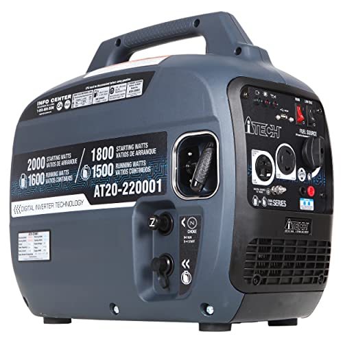 A-ITECH 2000 Watt Portable Inverter Generator Dual Fuel Gas & Propane Powered Super Quiet Operation for Home or Outdoor, Lightweight, RV Ready, California CARB Compliant